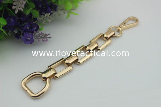 Popular luxury handbag hardware 10 mm width gold  zinc alloy decorative metal chain with iron d rings