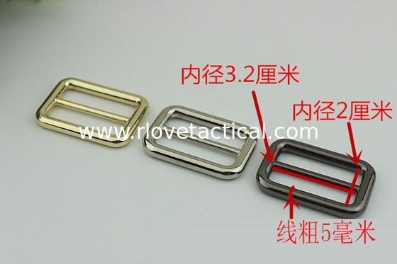Fashion custom light gold 32 mm metal tri-glide adjustable slide buckles for bags