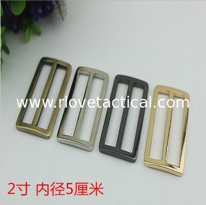 China manufacturer 50 mm nickel color bag adjuster slide strap metal tri-glide buckle
