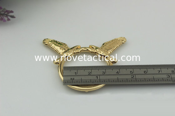 Fashion gold color 32 & 47 mm round shape double bird patter decorative metal adjustable slide buckles for straps