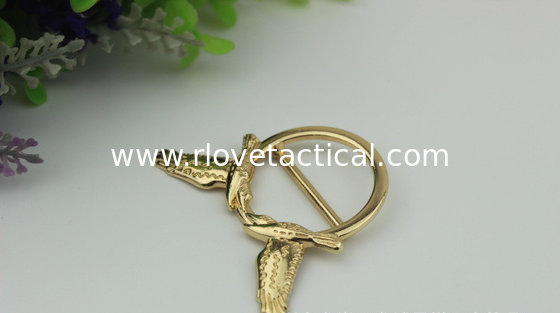 Fashion gold color 32 & 47 mm round shape double bird patter decorative metal adjustable slide buckles for straps
