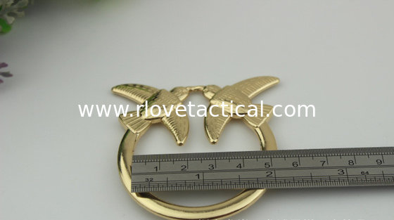 Fashion gold color 32 & 47 mm round shape double bird patter decorative metal adjustable slide buckles for straps