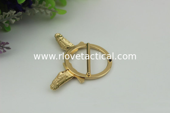 Fashion gold color 32 & 47 mm round shape double bird patter decorative metal adjustable slide buckles for straps
