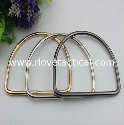 Fashion bag accessory high-grade 3 colors nickel 120 mm iron d ring metal bag handle for leather