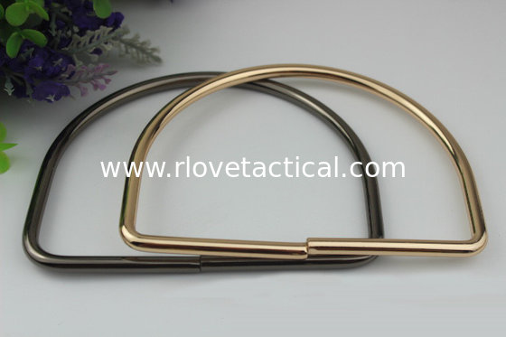 Fashion bag accessory high-grade 3 colors nickel 120 mm iron d ring metal bag handle for leather