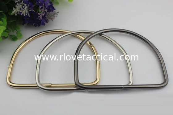 Fashion bag accessory high-grade 3 colors nickel 120 mm iron d ring metal bag handle for leather