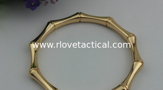 Wholesale custom accessories zinc alloy bamboo shape gunmetal & gold 90 mm metal genuine leather bag handle pull