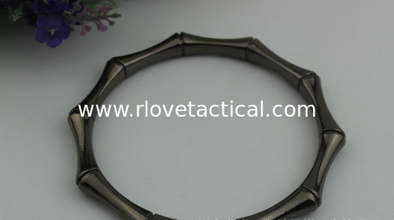 Wholesale custom accessories zinc alloy bamboo shape gunmetal & gold 90 mm metal genuine leather bag handle pull