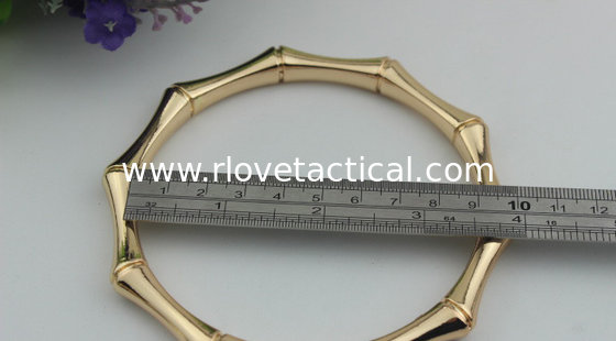 Wholesale custom accessories zinc alloy bamboo shape gunmetal & gold 90 mm metal genuine leather bag handle pull