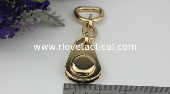 Top quality zinc alloy light gold handbag zipper slider with iron d ring