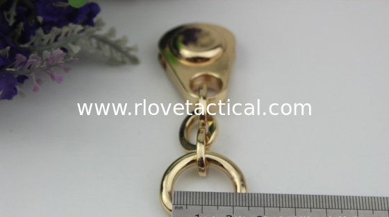 Top quality zinc alloy light gold handbag zipper slider with iron d ring