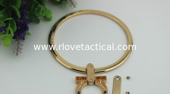 Custom fashion bag accessories metal parts zinc alloy round shape handbag handle hardware for leather