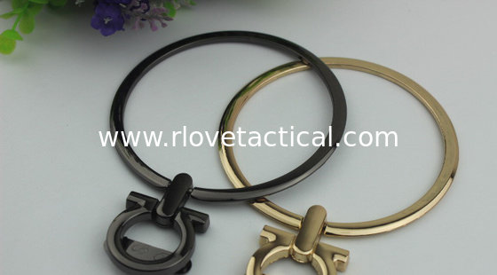 Custom fashion bag accessories metal parts zinc alloy round shape handbag handle hardware for leather