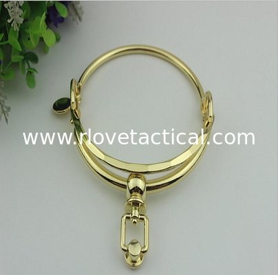 DIY Zinc alloy 90 mm light gold leather metal o ring handle for handbag