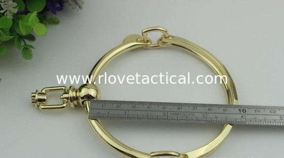 DIY Zinc alloy 90 mm light gold leather metal o ring handle for handbag