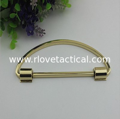 OEM Guangzhou 160 mm length light gold leather bag hardware d ring shape handbag metal handle