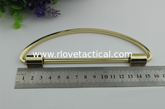 OEM Guangzhou 160 mm length light gold leather bag hardware d ring shape handbag metal handle