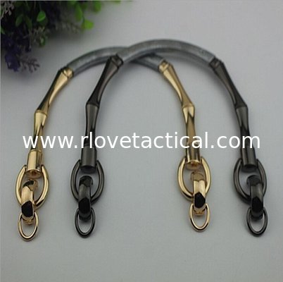 2018 new design bamboo style zinc alloy light gold leather handbag handle