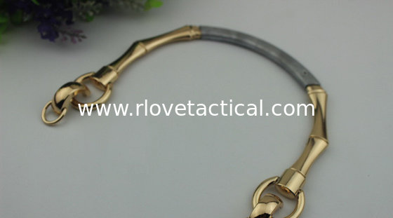2018 new design bamboo style zinc alloy light gold leather handbag handle