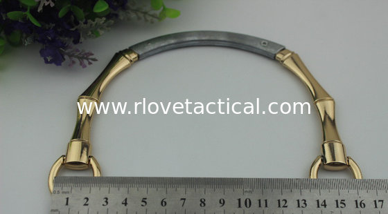 2018 new design bamboo style zinc alloy light gold leather handbag handle