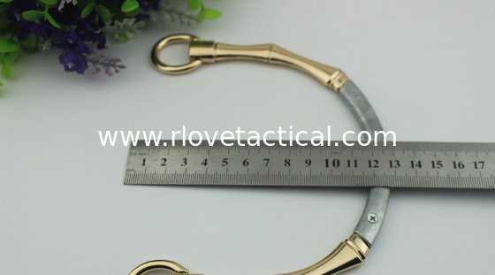 2018 new design bamboo style zinc alloy light gold leather handbag handle