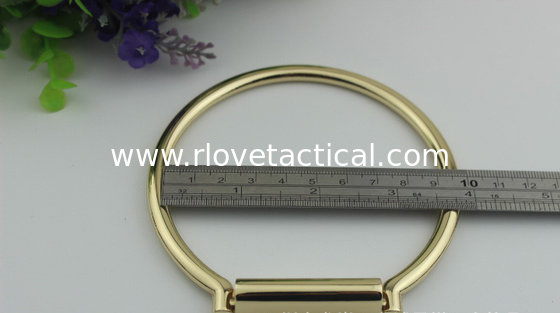Nice polished custom zinc alloy light gold 60 mm metal handbag handle for bags parts