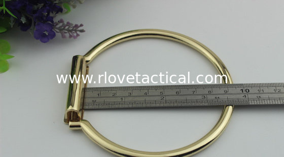Nice polished custom zinc alloy light gold 60 mm metal handbag handle for bags parts