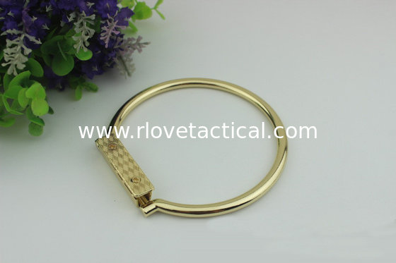 Nice polished custom zinc alloy light gold 60 mm metal handbag handle for bags parts