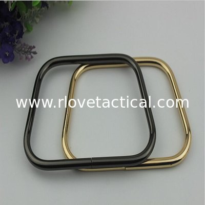 Professional factory high quality fashion zinc alloy square shape gunmetal color handbag leather handle