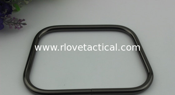 Professional factory high quality fashion zinc alloy square shape gunmetal color handbag leather handle