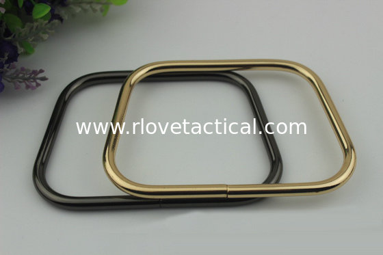Professional factory high quality fashion zinc alloy square shape gunmetal color handbag leather handle