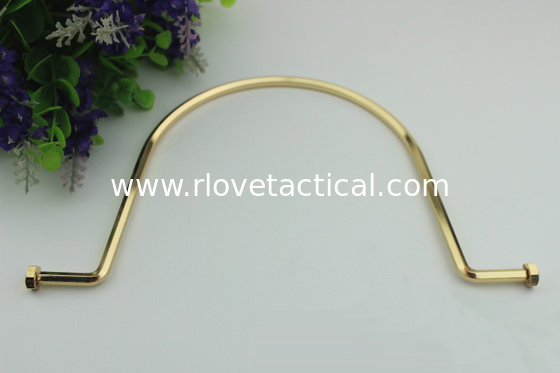 Handbags manufacturers zinc alloy light gold 220 mm length metal handle for handbag accessories