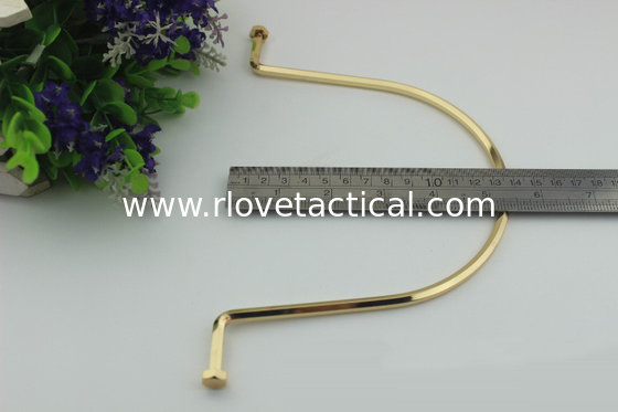 Handbags manufacturers zinc alloy light gold 220 mm length metal handle for handbag accessories