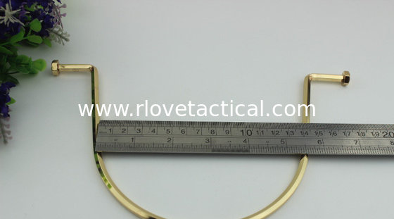Handbags manufacturers zinc alloy light gold 220 mm length metal handle for handbag accessories