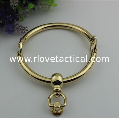 China factory wholesale customize 95 mm round shape zinc alloy light gold circle handle handbag