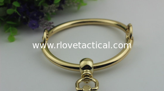 China factory wholesale customize 95 mm round shape zinc alloy light gold circle handle handbag