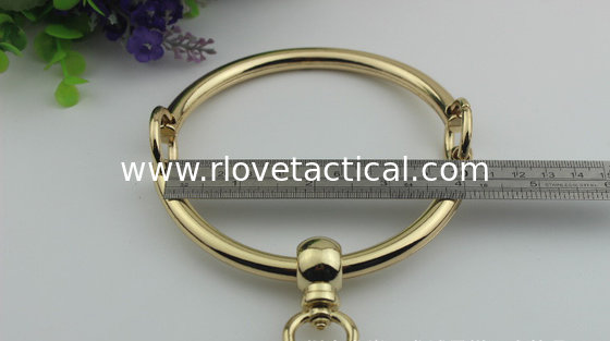 China factory wholesale customize 95 mm round shape zinc alloy light gold circle handle handbag