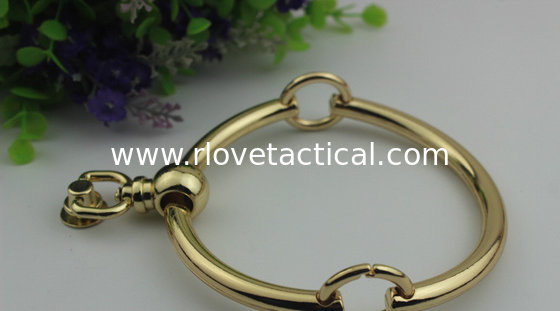 China factory wholesale customize 95 mm round shape zinc alloy light gold circle handle handbag