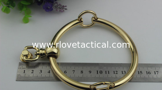 China factory wholesale customize 95 mm round shape zinc alloy light gold circle handle handbag
