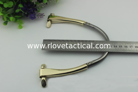 Hot selling metal accessories light gold 190 mm length zinc alloy handbag handle