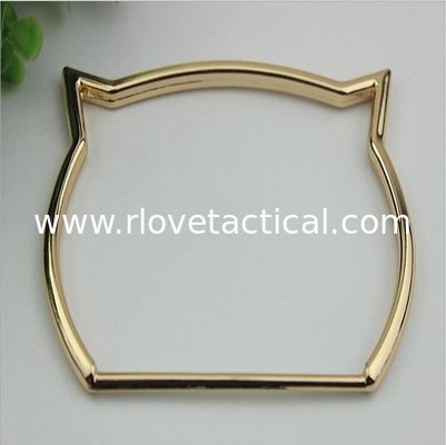 Guangzhou factory cat shape zinc alloy light gold bag frame handle