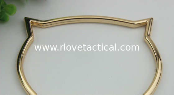 Guangzhou factory cat shape zinc alloy light gold bag frame handle