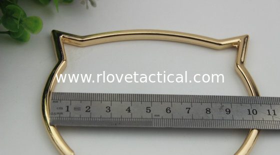 Guangzhou factory cat shape zinc alloy light gold bag frame handle