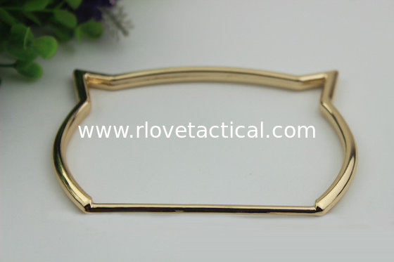 Guangzhou factory cat shape zinc alloy light gold bag frame handle