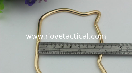 Popular wholesale zinc alloy cat head shape light gold metal bag hardware handle