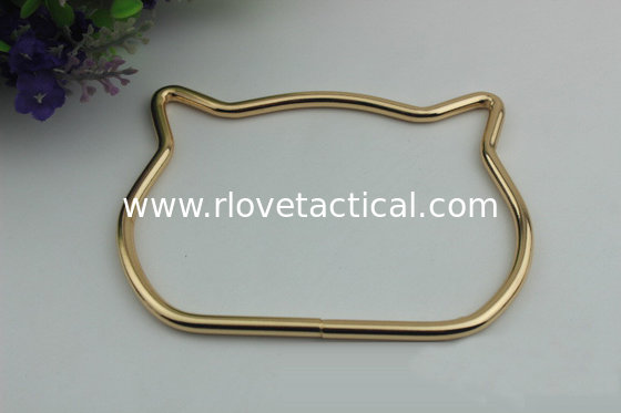 Popular wholesale zinc alloy cat head shape light gold metal bag hardware handle