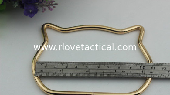 Popular wholesale zinc alloy cat head shape light gold metal bag hardware handle