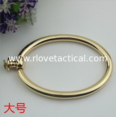 Unique fashion handbag hardware light gold metal circle handle for tote bag
