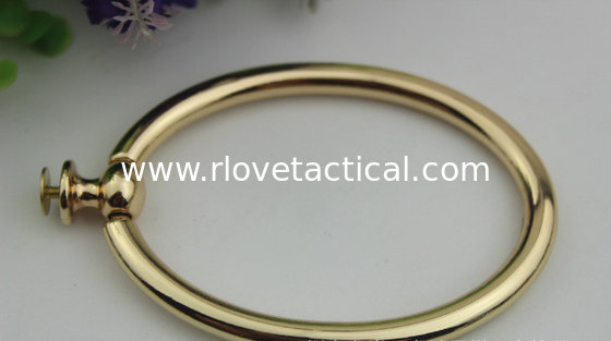 Unique fashion handbag hardware light gold metal circle handle for tote bag