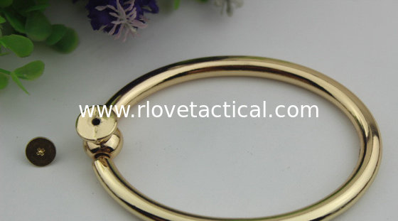 Unique fashion handbag hardware light gold metal circle handle for tote bag